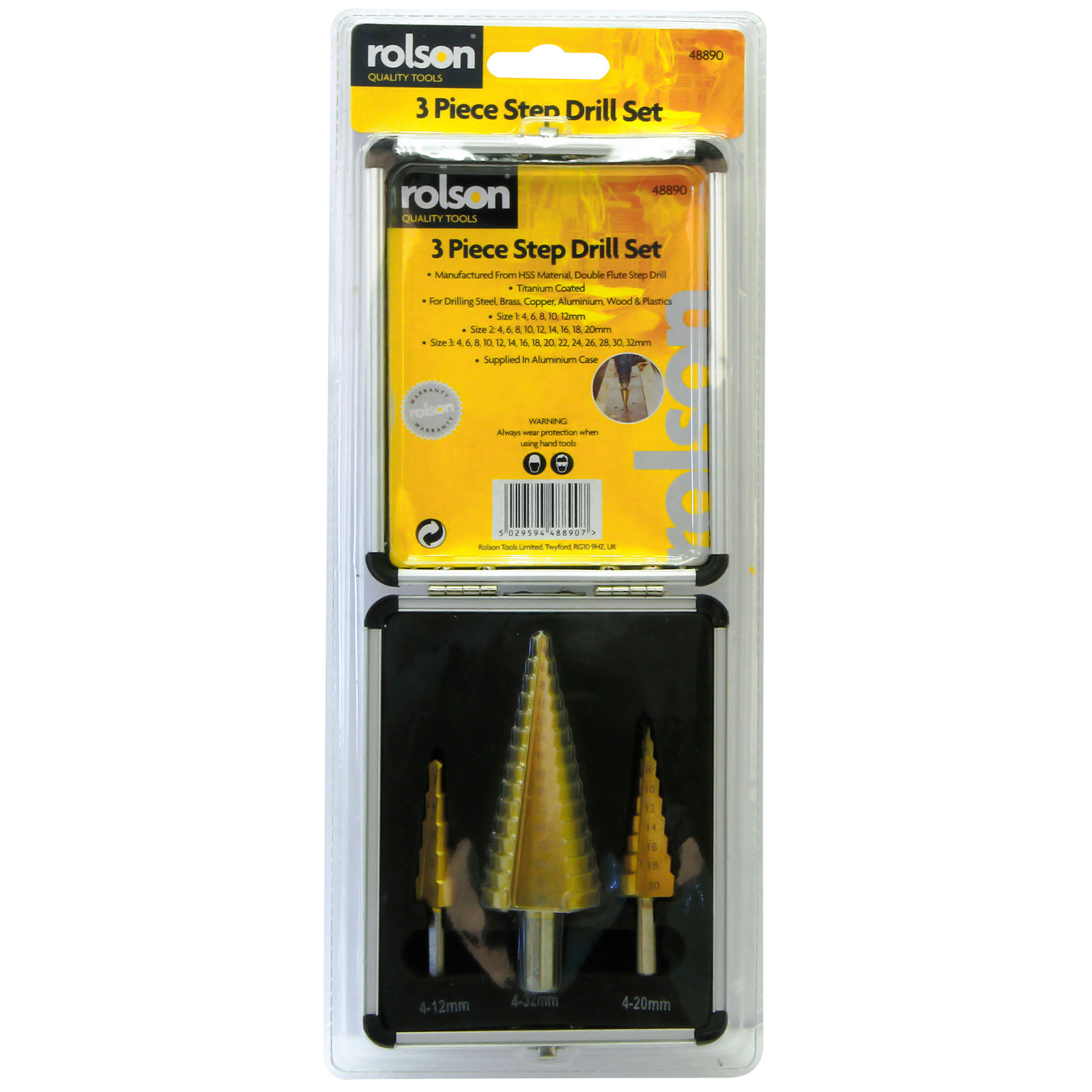 Rolson 48890 3pc Titanium Step Drill Set | Rapid Online