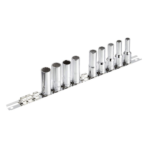 Facom JL.40E 3/8'' Square Drive Metric Long 12Pt Socket Set + Rack | Rapid Electronics