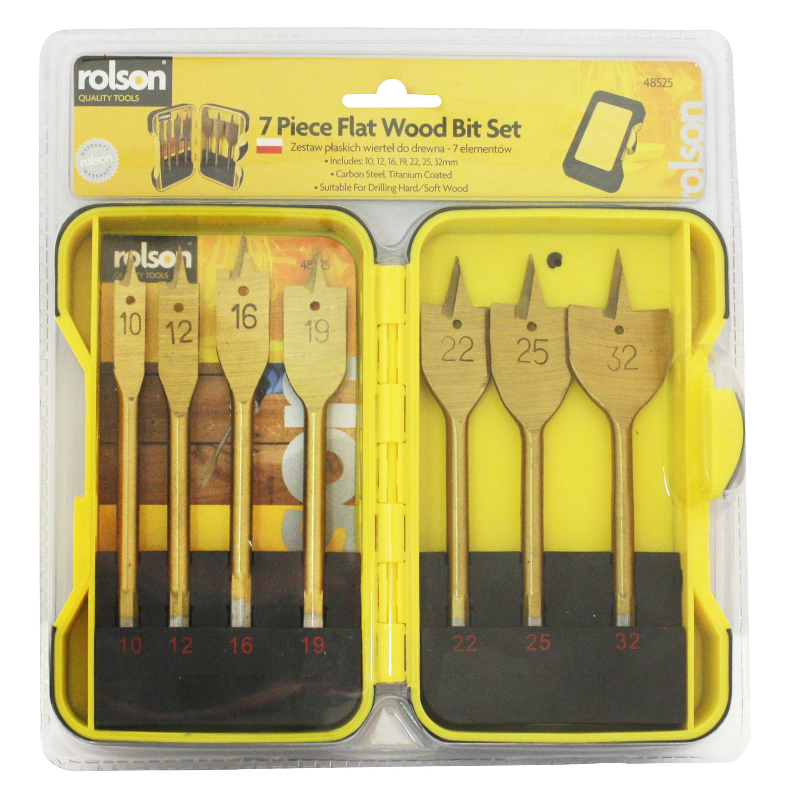 Rolson 48525 7pc Flat Wood Drill Set | Rapid Online