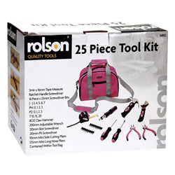 Rolson 36802 25pc Pink Tool Bag Kit | Rapid Online