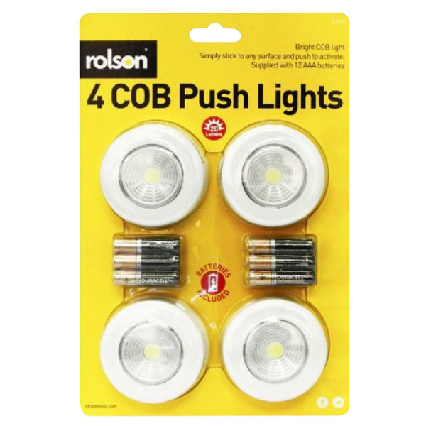Rolson 61601 4pc COB Push Light | Rapid Online