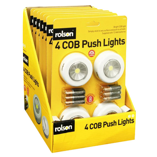 Rolson 61601 4pc COB Push Light | Rapid Online