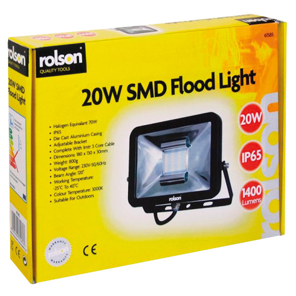 Rolson 61585 20W SMD Flood Light 1400 Lumens | Rapid Electronics