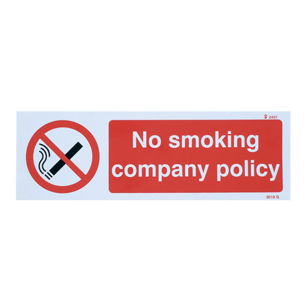 No Smoking Company Policy - Rigid PVC - 300 X 100mm | Rapid Electronics