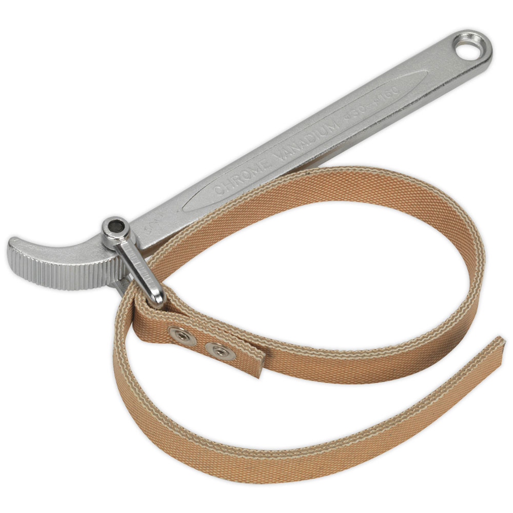 Sealey AK6404 Oil Filter Strap Wrench 60-140mm Capacity | Rapid Electronics