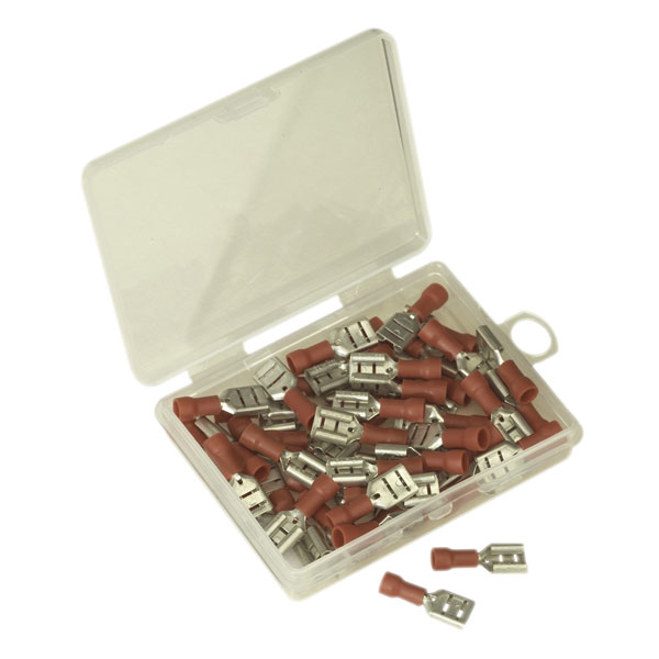 Female Blade Crimping Terminals Red 6.3mm Size 22-16 50pcs | Rapid ...