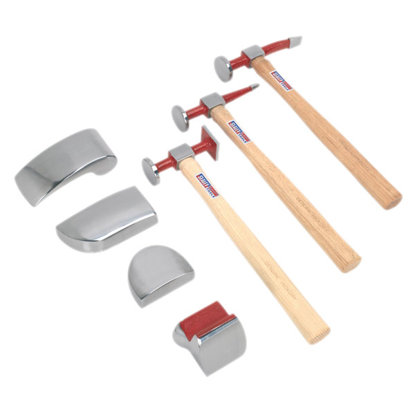 Sealey CB57 Deluxe Panel Beating Set 7pc Drop-forged with Hickory ...