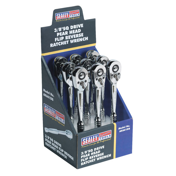 Sealey AK661DB Ratchet Wrench 3/8"Sq Drive Display Box of 9 | Rapid ...