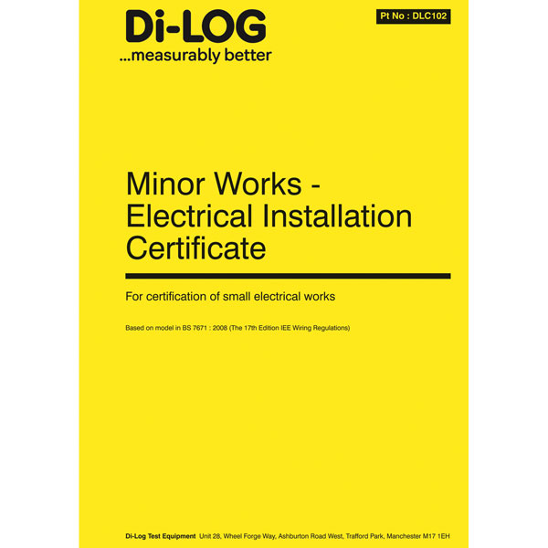 Minor Electrical Installation Works Certificate Template