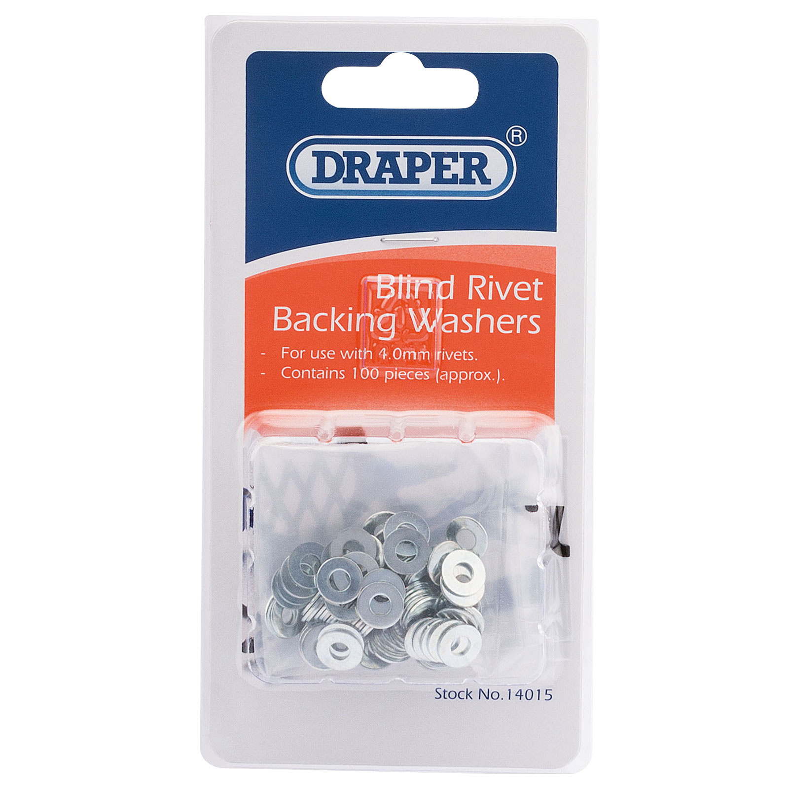 Draper 14015 100 x 4mm Rivet Backing Washers | Rapid Electronics