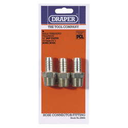 Draper 25864 1/2"taper x 1/2"hose Conn'tr 3 | Rapid Electronics
