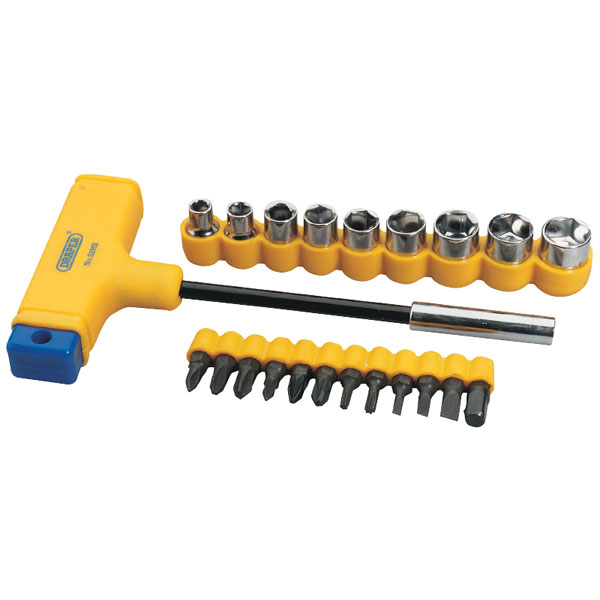 Draper DIY Series 22 Piece T Handle Driver, Socket and Bit Set | Rapid ...