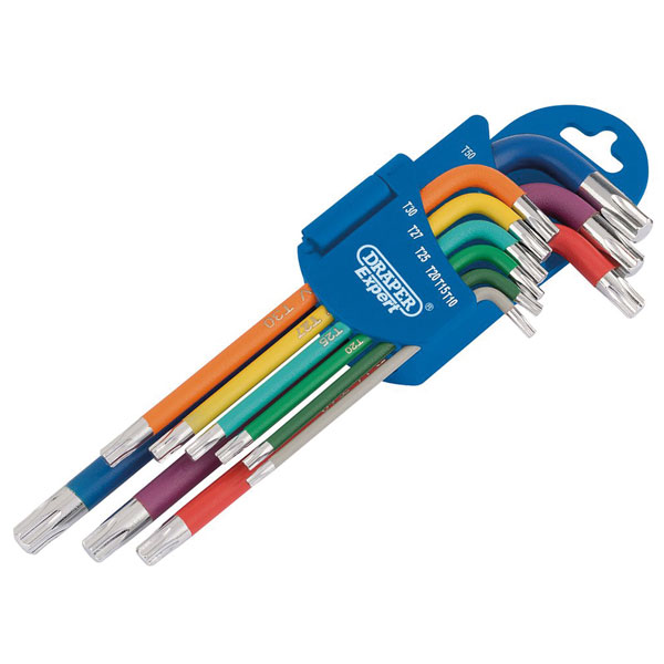 Draper Expert 66143 Metric Coloured Long Arm TX-STAR® Key Set (9 Piece) | Rapid Electronics