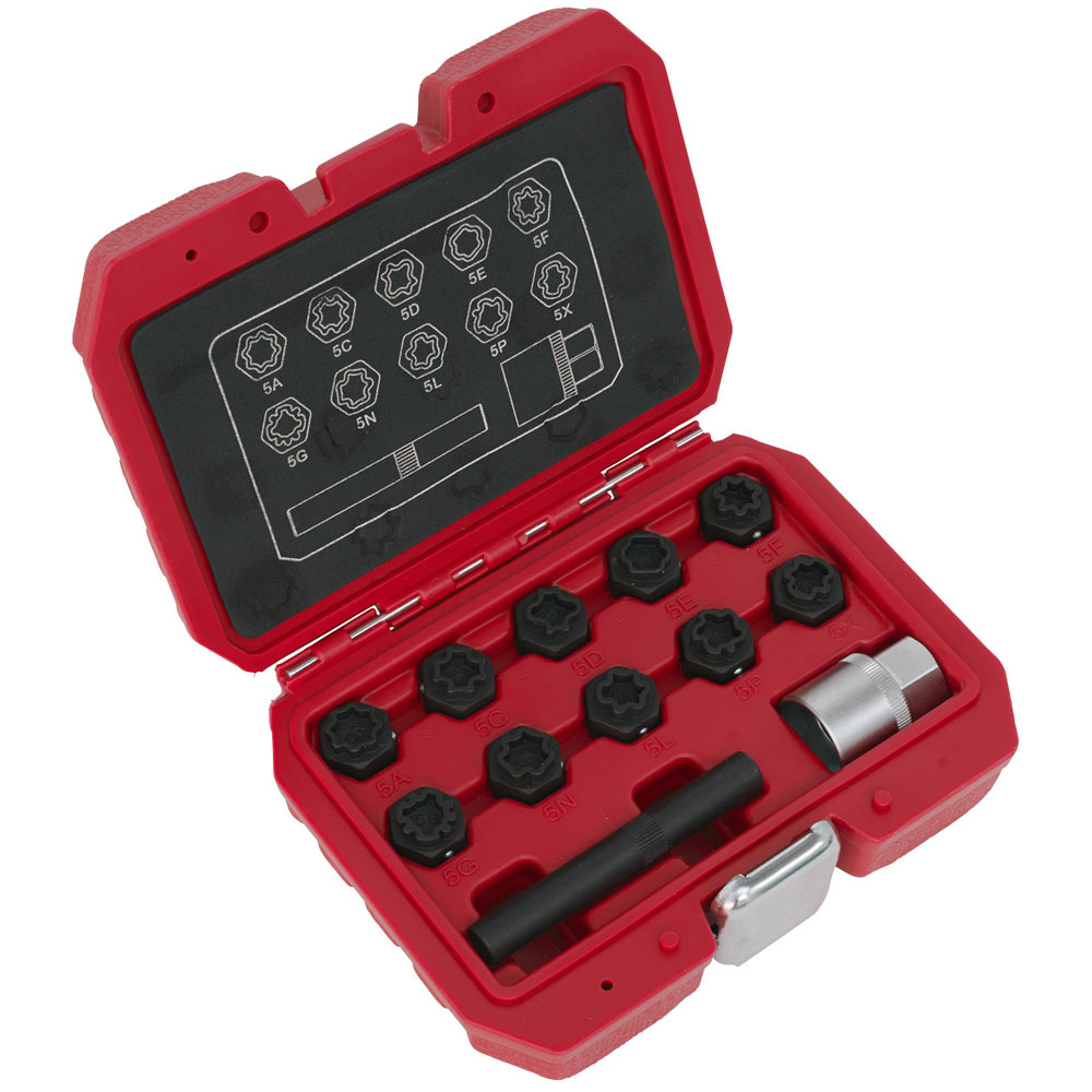 Sealey SX223 Locking Wheel Nut Key Set 12pc - Mercedes | Rapid Electronics