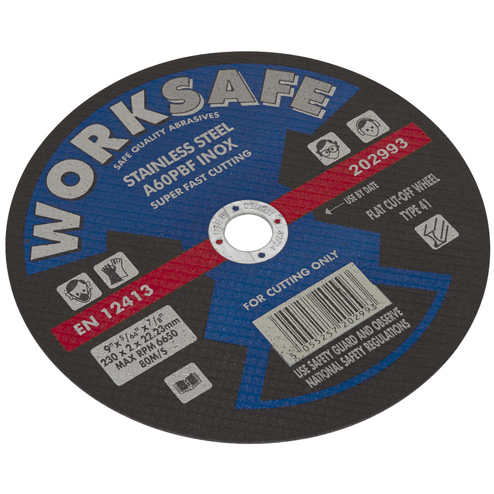 Worksafe 202993 Cutting Disc Flat Stainless Steel (INOX) Ø230 x 2 x ...