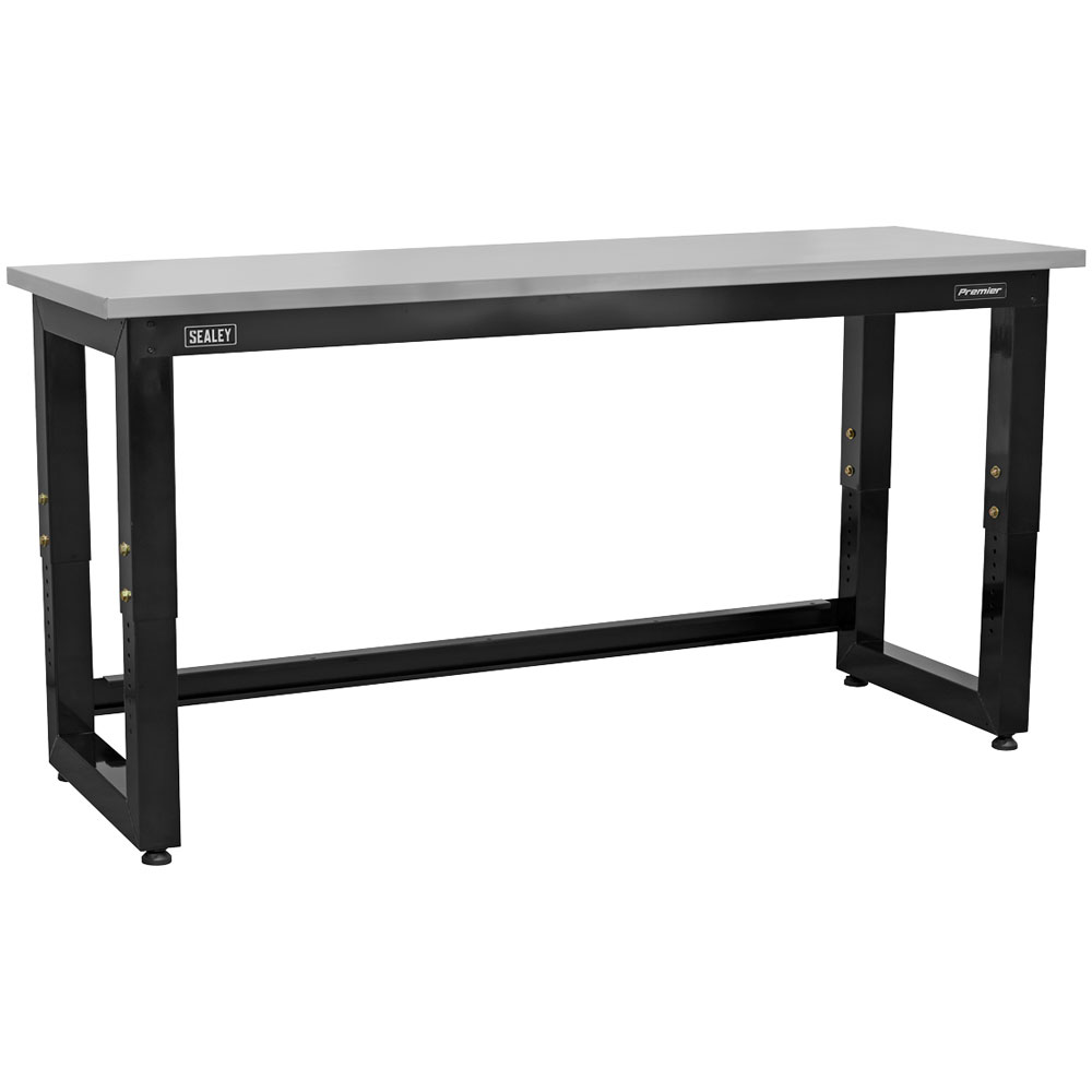 Sealey APMS23 Steel Adjustable Workbench - Stainless Steel Worktop ...