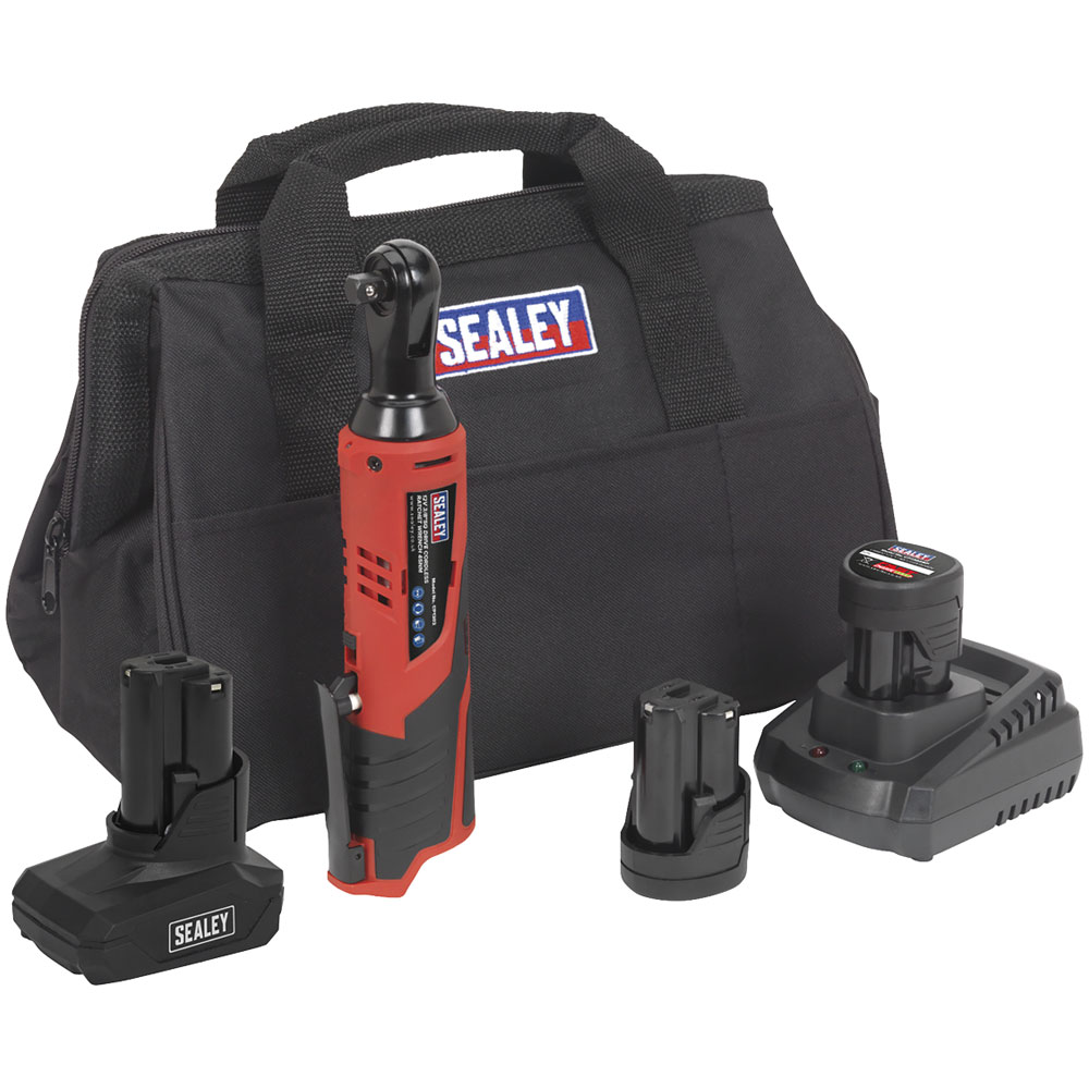 Sealey CP1202KITB Ratchet Wrench Kit 3/8"Sq Drive 12V Lithium-ion - 3 ...