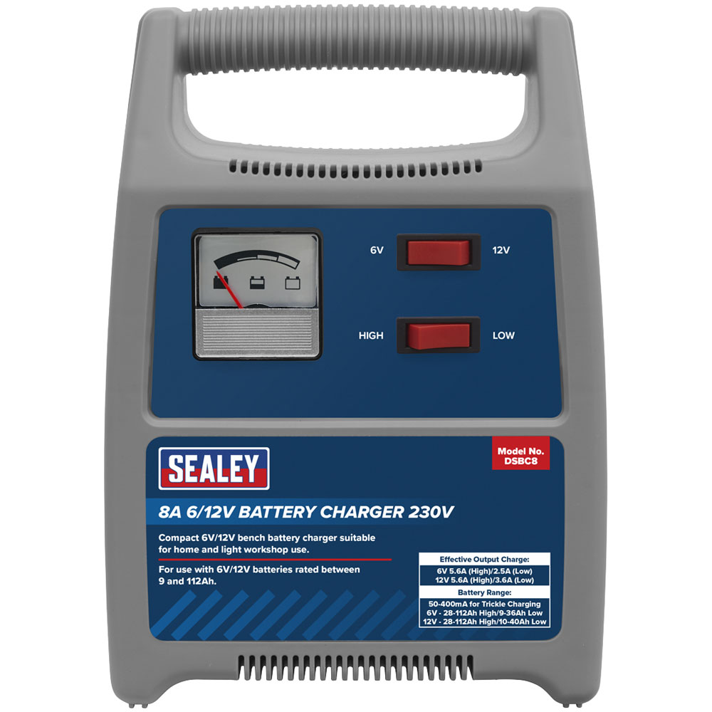 Sealey DSBC8 Battery Charger 8A 6/12V 230V | Rapid Online
