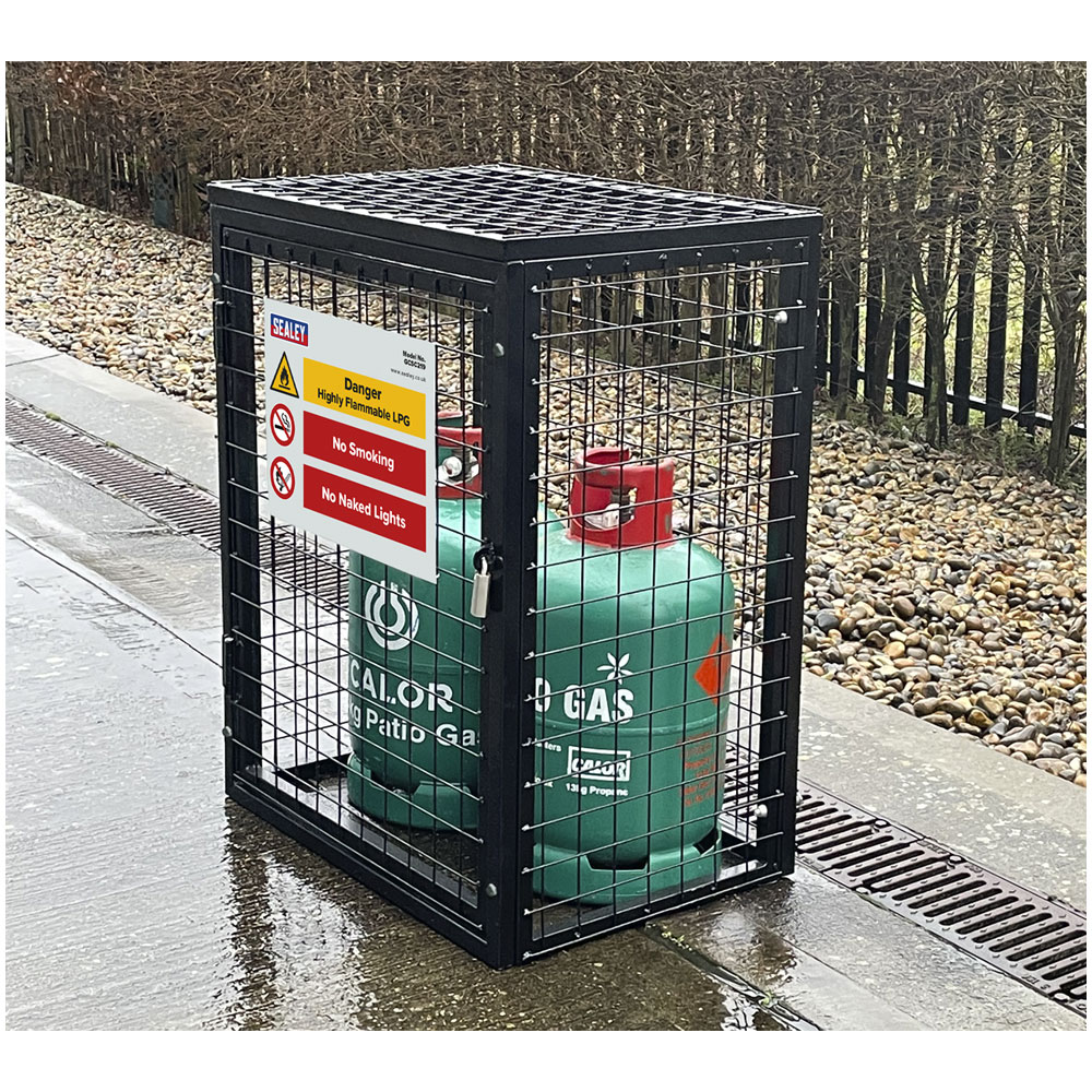 Sealey GCSC219 Safety Cage - 2 x 19kg Gas Cylinders | Rapid Online