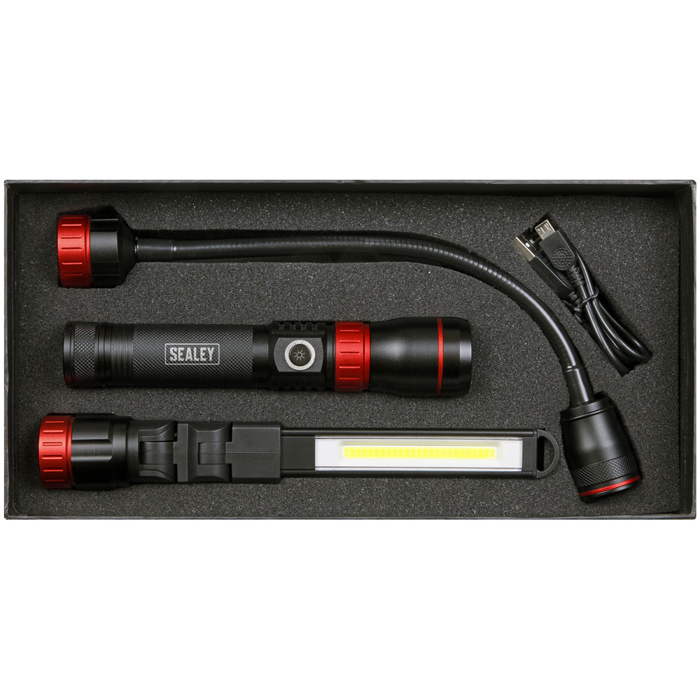 Sealey LED0131R Interchangeable 3-In-1 COB LED Inspection Light ...
