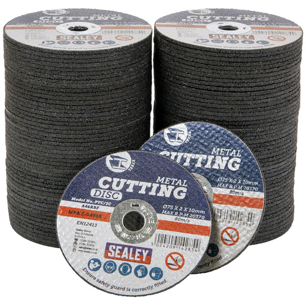 Sealey PTC/3C100 Cutting Disc Pack of 100 Ø75 x 2mm Ø10mm Bore | Rapid ...