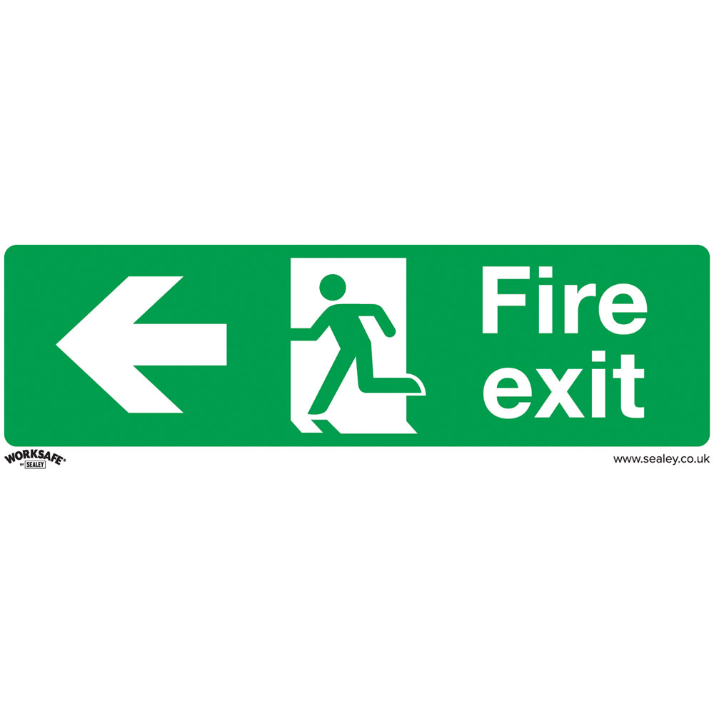 Worksafe SS25V10 Safety Sign Fire Exit (Left) - Self-Adhesive Vinyl ...