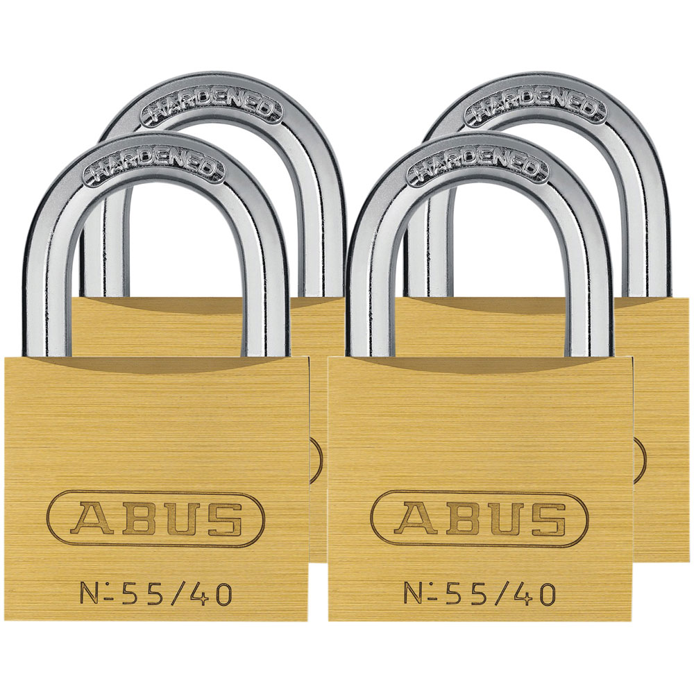 ABUS 33698 55/40mm Brass Padlock Quad Pack | Rapid Electronics