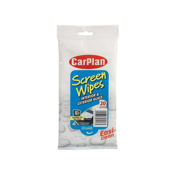 CarPlan CSW015 Screen Wipes (Pouch of 20) | Rapid Electronics