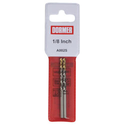 Dormer A002S1/8 A002 HSS-TiN Coated Jobber Drills (2) 1/8in OL:65mm WL ...