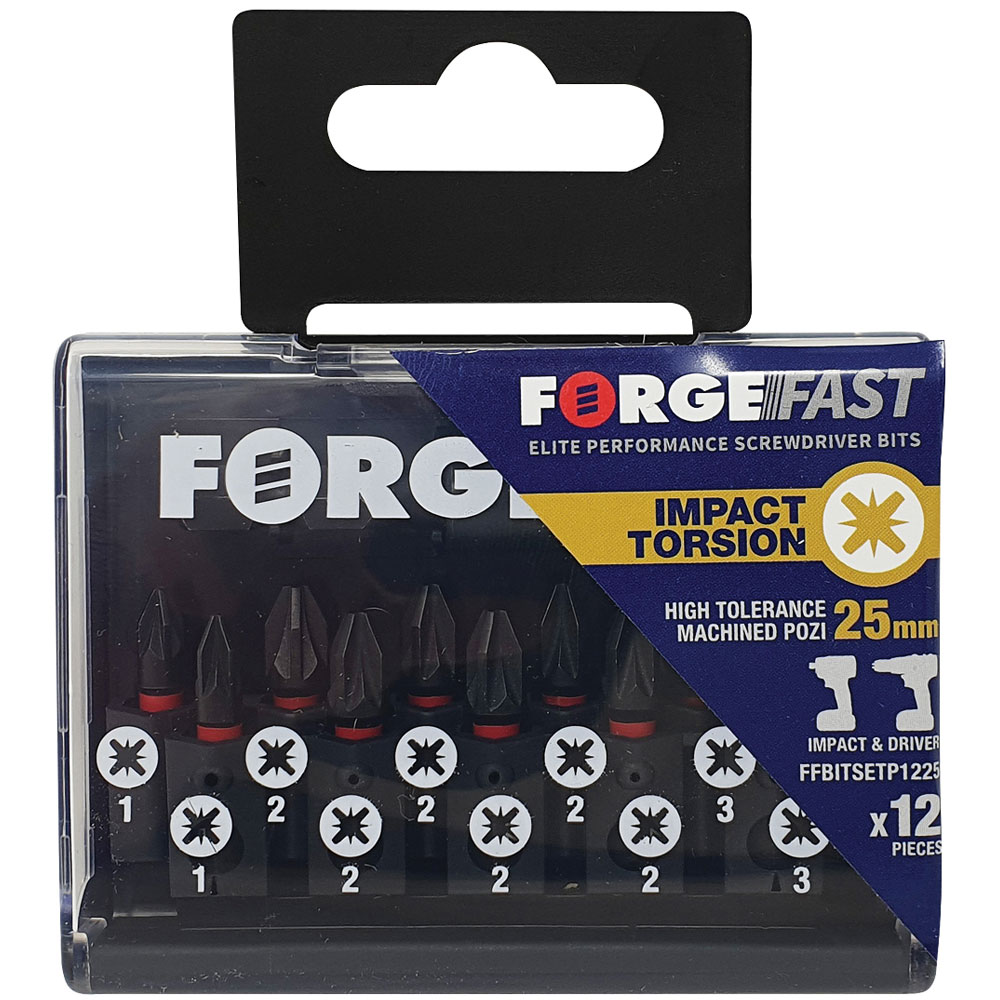 ForgeFix FFBITSETP1225 ForgeFast Pozidriv Compatible Impact Bit Set, 12 ...