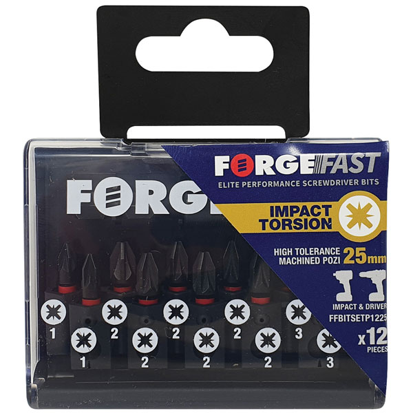 ForgeFix FFBITSETP1225 ForgeFast Pozidriv Compatible Impact Bit Set, 12 ...