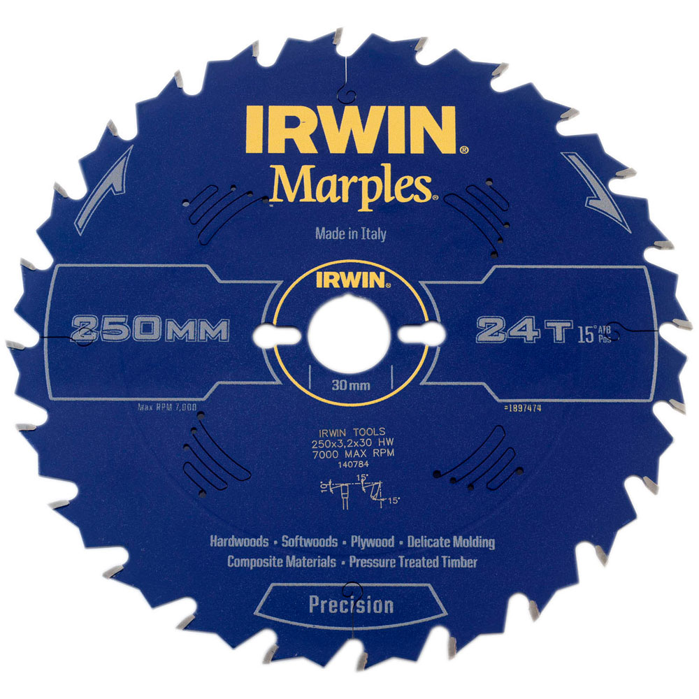 IRWIN® 1897474 Marples Table & Mitre Circular Saw Blade 250 x 30mm x ...