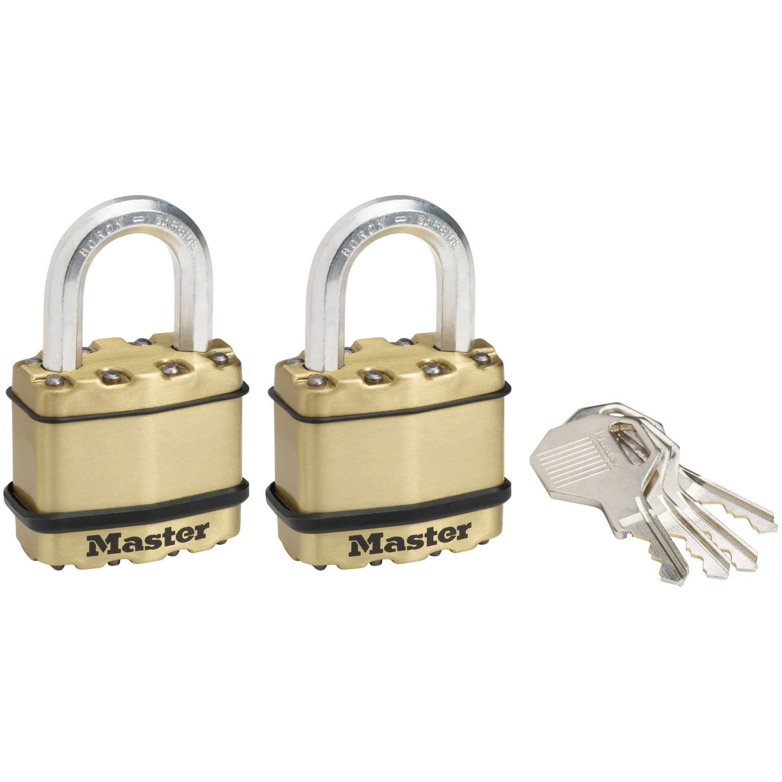 Master Lock M1BEURT Excell™ Brass Finish 45mm Padlock 4-Pin - Keyed Alike x 2 | Rapid Electronics