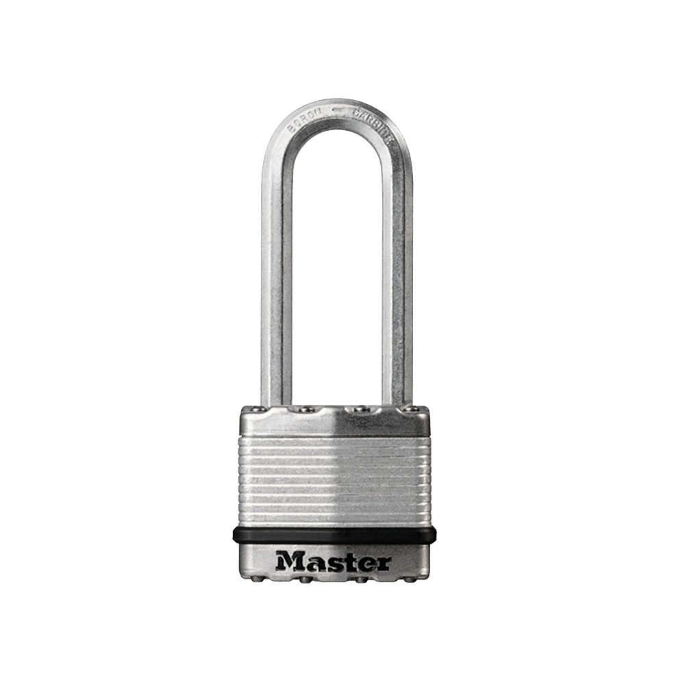 Master Lock M5EURDLJ Excell™ Laminated Steel 50mm Padlock 4-Pin -64mm EL Shackle | Rapid Electronics