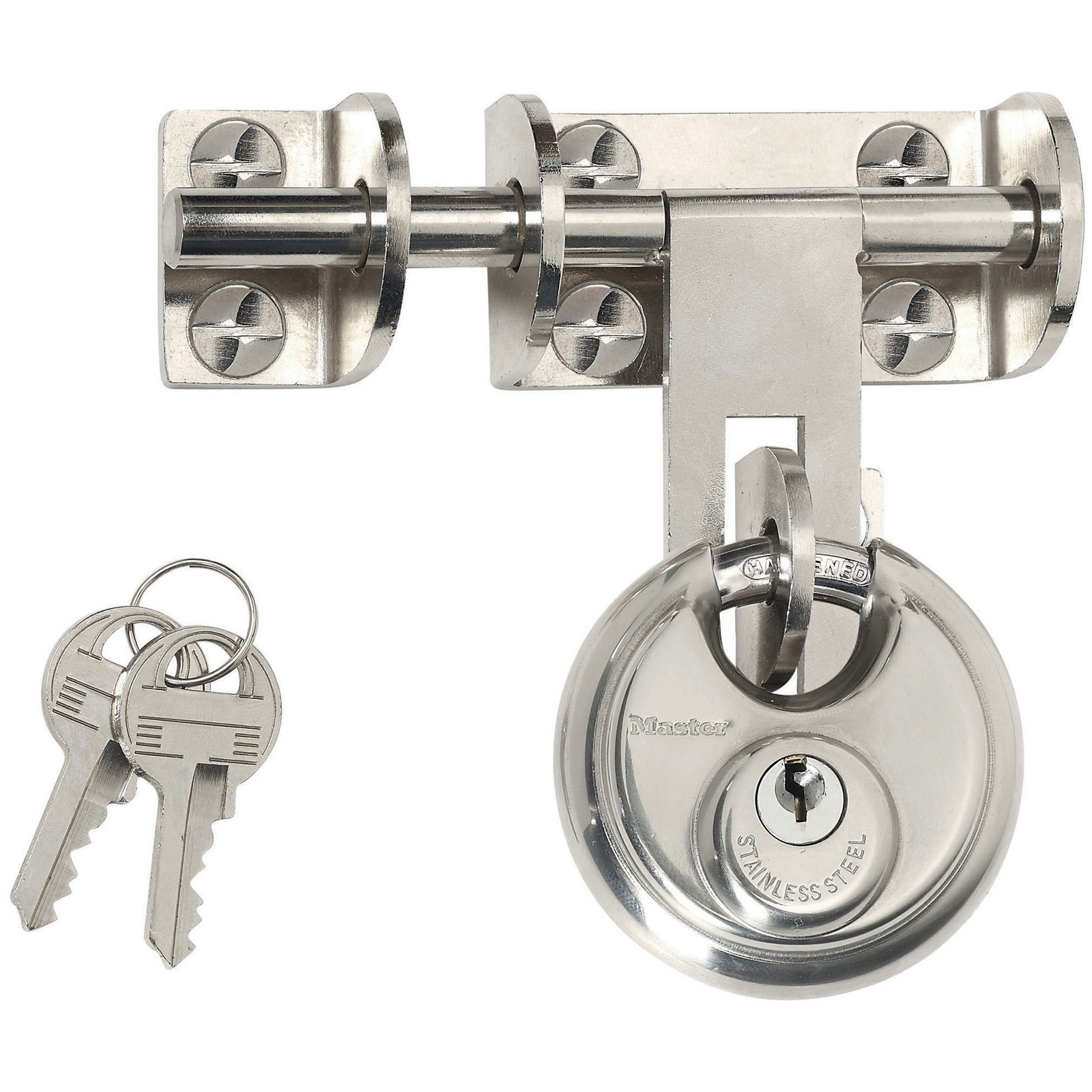 Master Lock 448EURD Hasp 116mm + Discus Padlock 60mm | Rapid Electronics