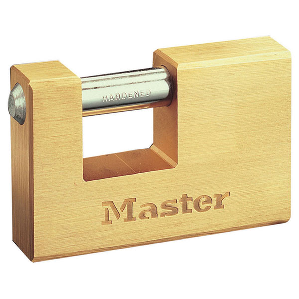 Master Lock 608EURD Rectangular 85mm Solid Brass Body Shutter Padlock ...