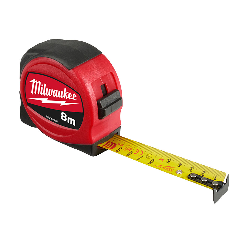Milwaukee 48227708 Slimline Tape Measure 8m (Width 25mm) (Metric Only ...