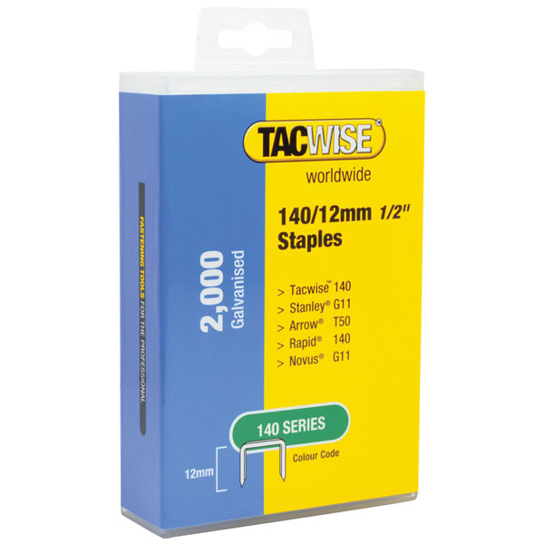 Tacwise 1419 140 Galvanised Staples 12mm (Pack 2000) | Rapid Electronics