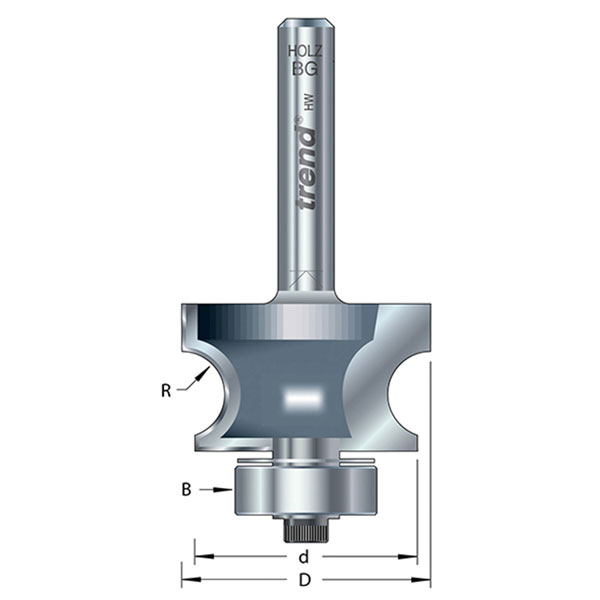 Trend 9/72 x 1/2 TCT Bearing Guided Corner Bead Cutter 4.8 Radius ...